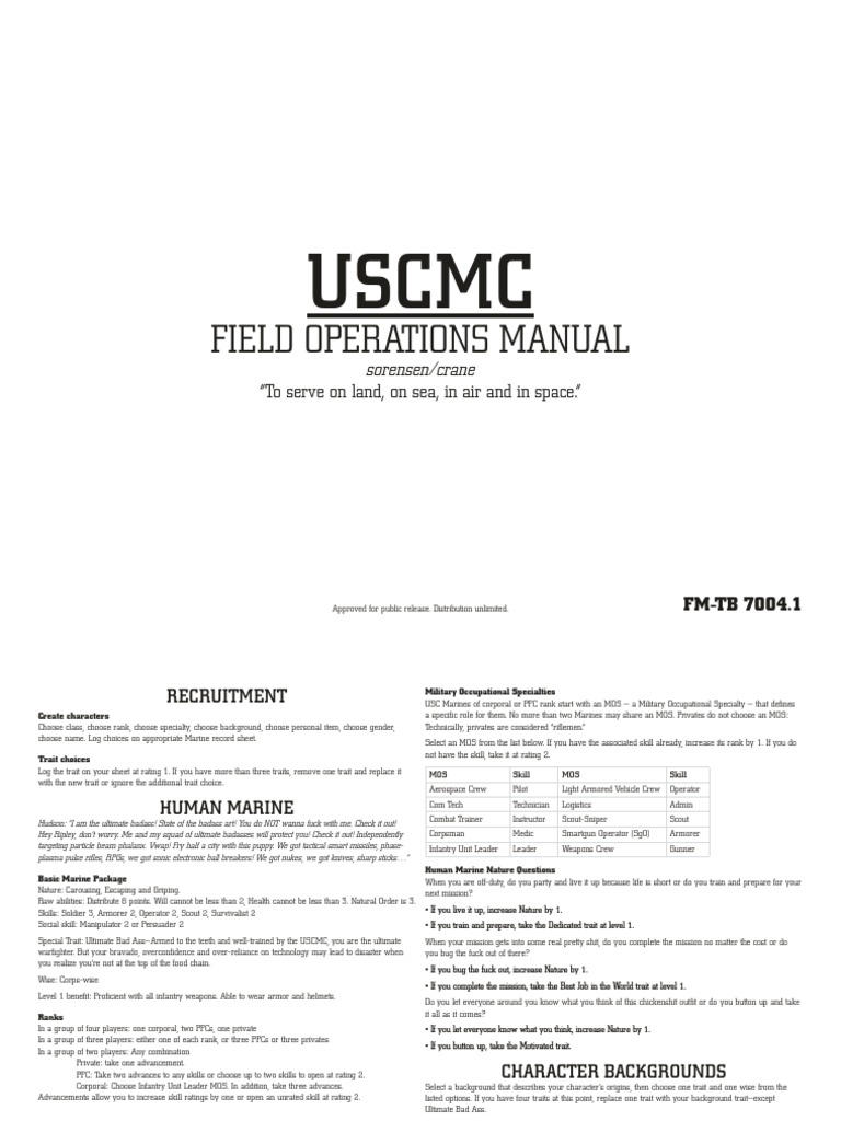 USCMC Field Operations Manual | PDF | United States Marine Corps ...