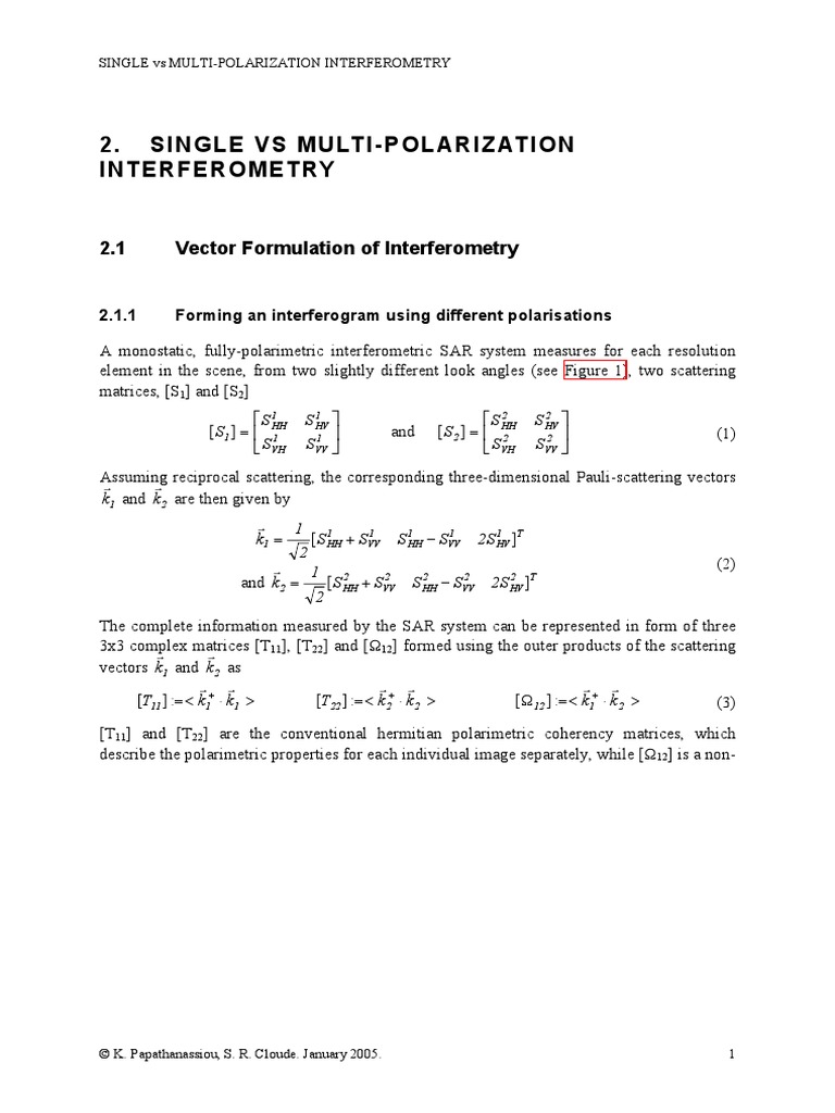 2-Single Vs Multi Polarization Interferometry PDF | PDF | Polarization (Waves) | Interferometry