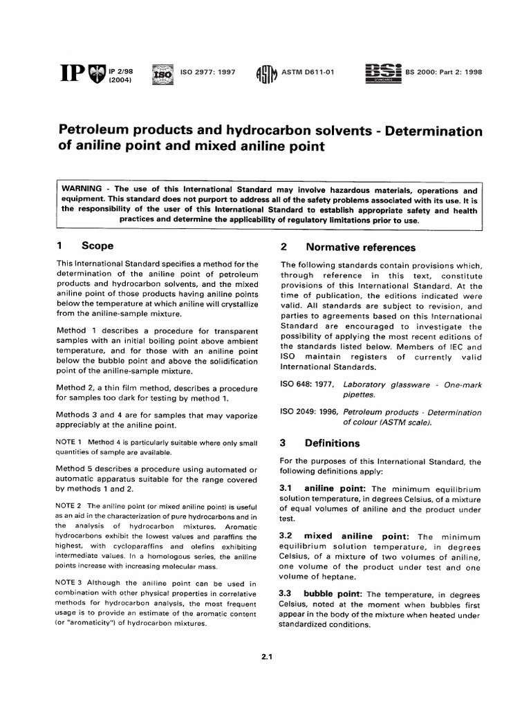 IP 2/98 ISO 2977: 1997 ASTM D611-01 BS 2000: Part 2: 1998 | PDF