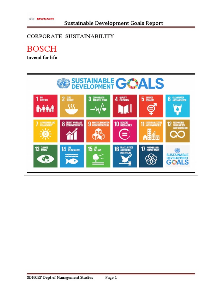 Bosch: Sustainable Development Goals Report Corporate Sustainability ...