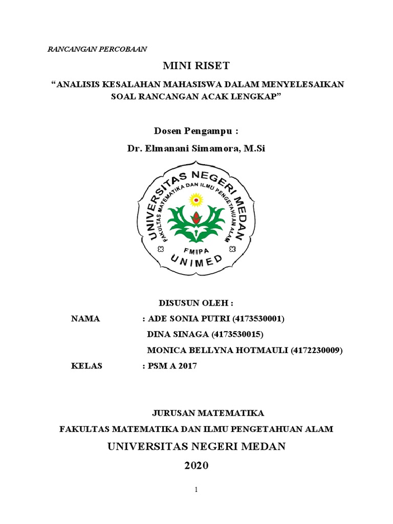 Mini Riset Rancangan Percobaan | PDF | Seni