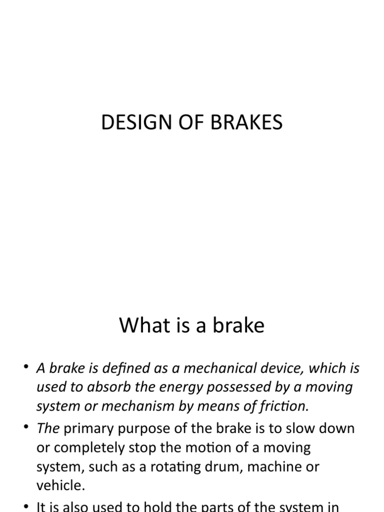 Brake Design Principles and Types | PDF | Brake | Lever