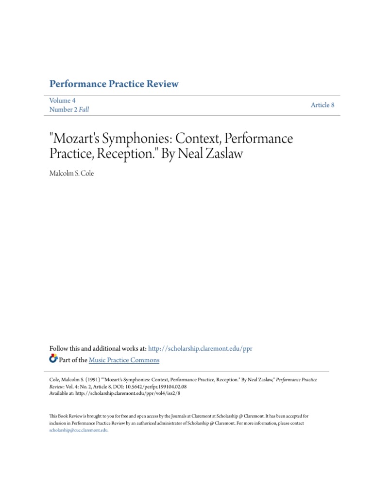 Mozarts Symphonies - Context Performance Practice Reception. | PDF ...