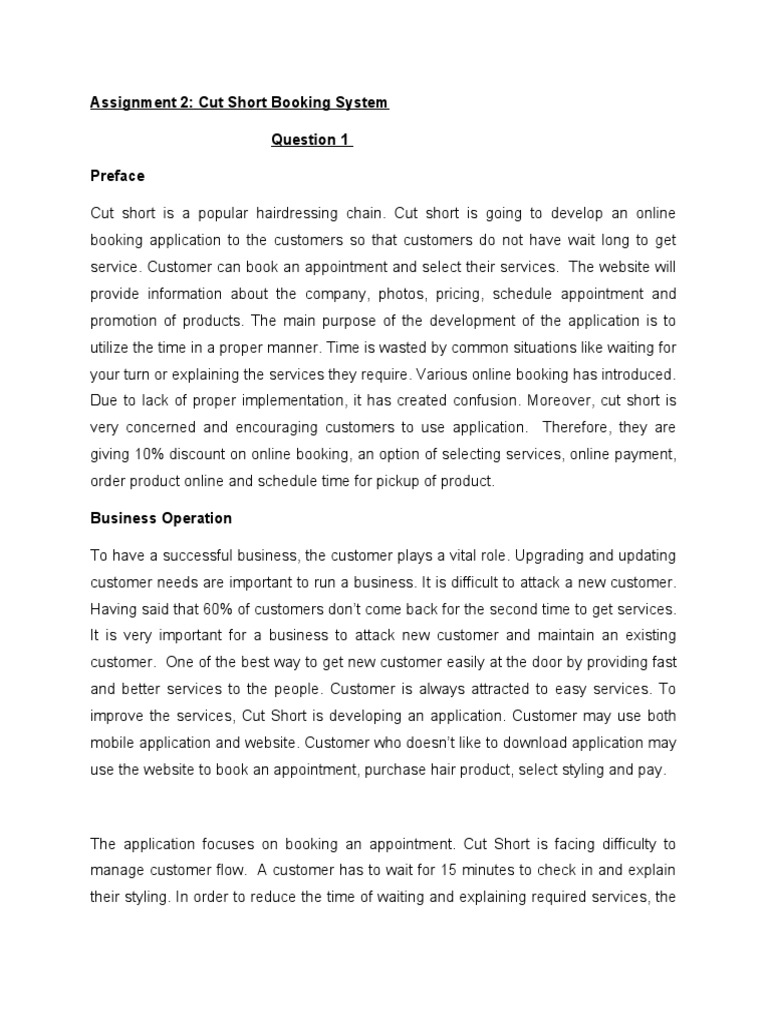 Assignment 2: Cut Short Booking System Preface | PDF | Gift Card ...