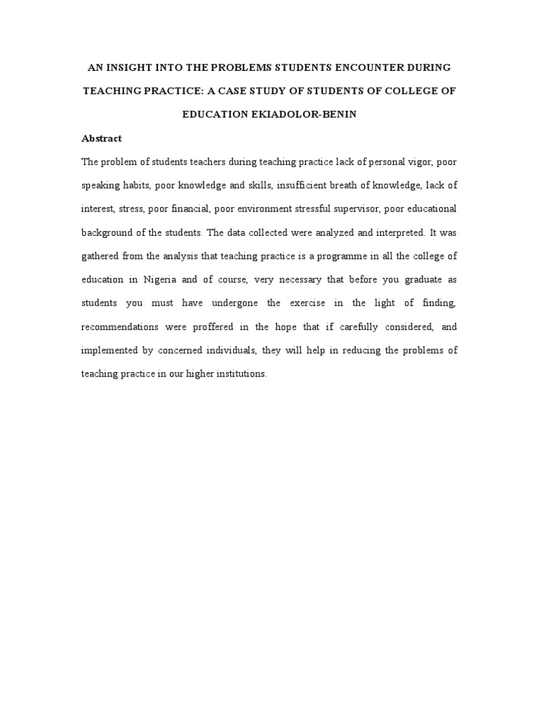 An Insight Into The Problems Students Encounter During Teaching ...