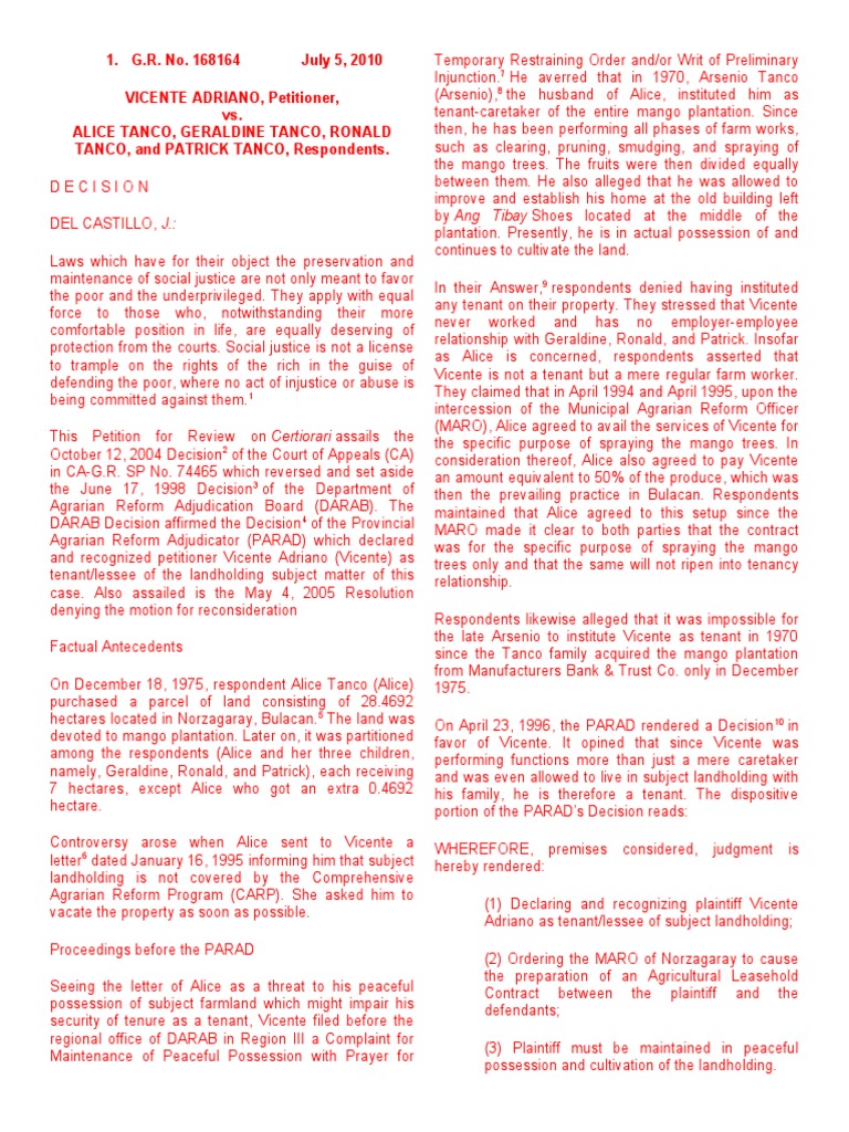 Agrarian Cases WFH | PDF | Leasehold Estate | Lawsuit