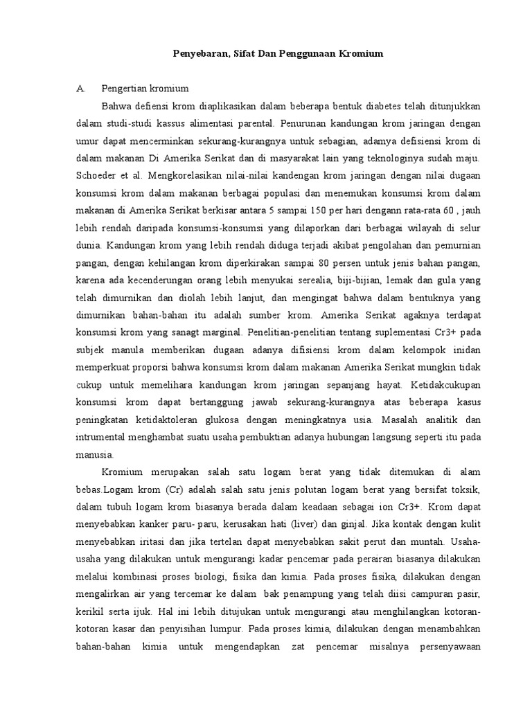 Kromium: Penyebaran, Sifat, dan Penggunaan | PDF | Sains & Matematika