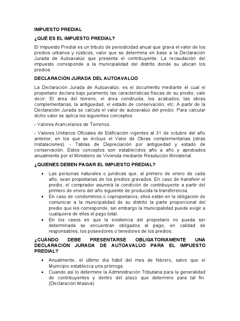 AUTOVALUO Peru | PDF | Impuesto a la propiedad | Impuestos