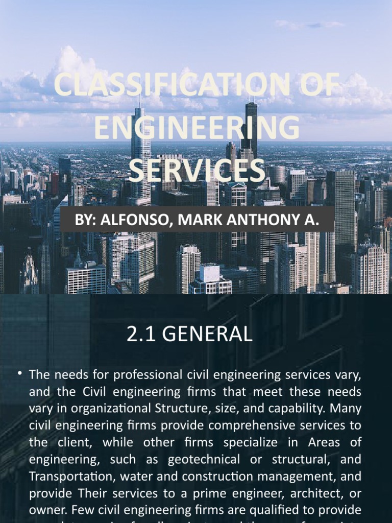 Classification of Engineering Services: By: Alfonso, Mark Anthony A | PDF | Real Estate ...