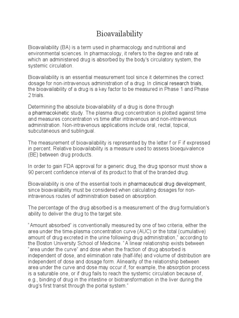 Bioavailability: Clinical Research Trials | Download Free PDF ...