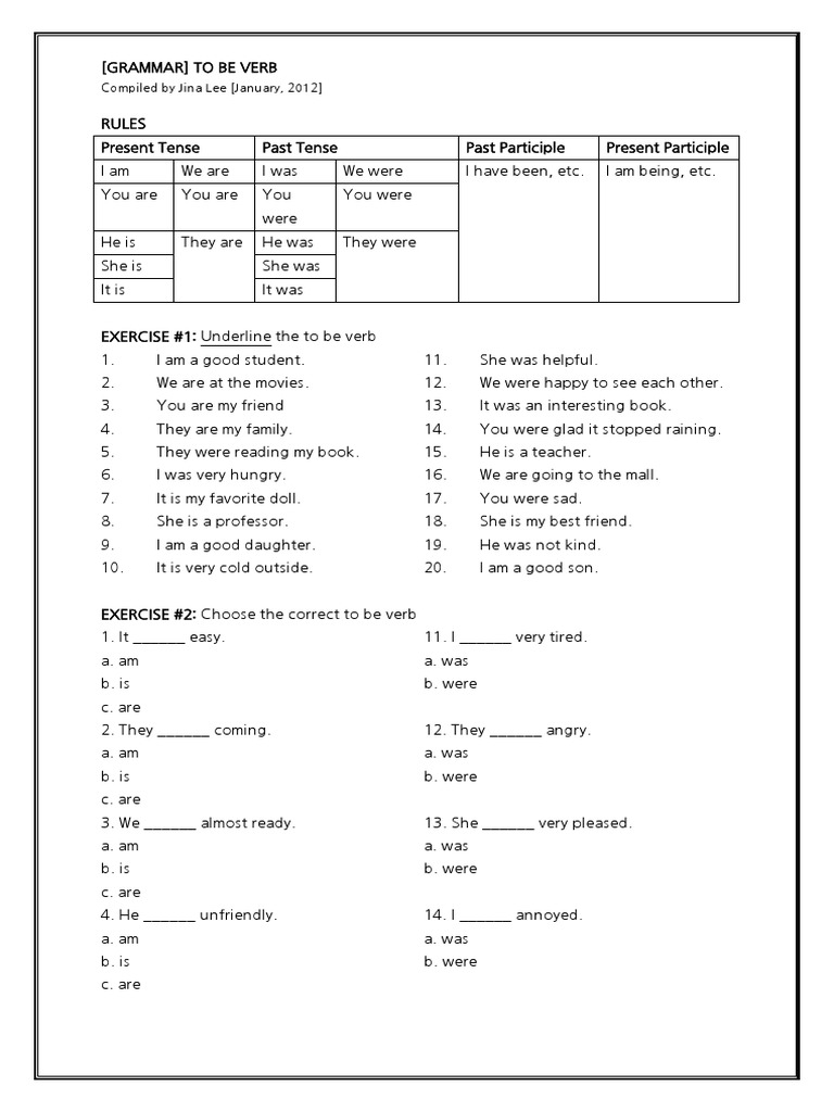 To Be Verb PDF | PDF | Verb | Languages