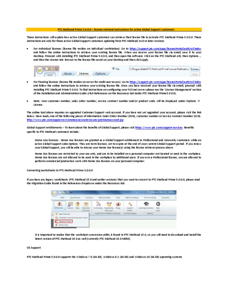 PTC Mathcad Prime 5.0.0.0 Licensing Instructions | Download Free PDF | Microsoft Windows | Software