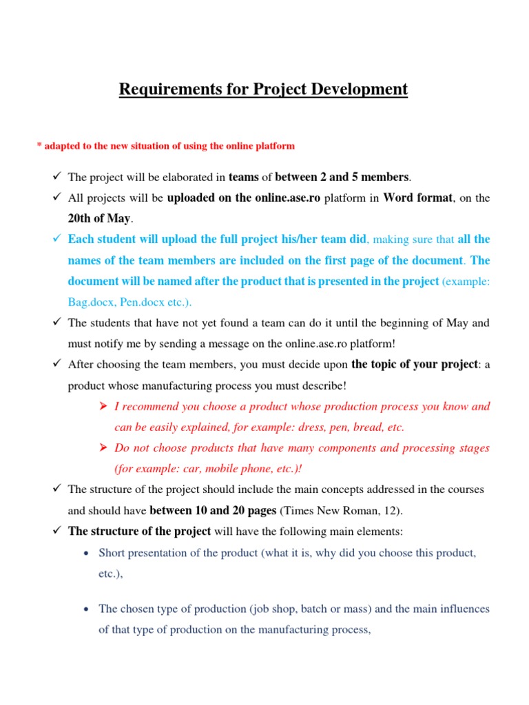 Requirements For Project Development | PDF | Business