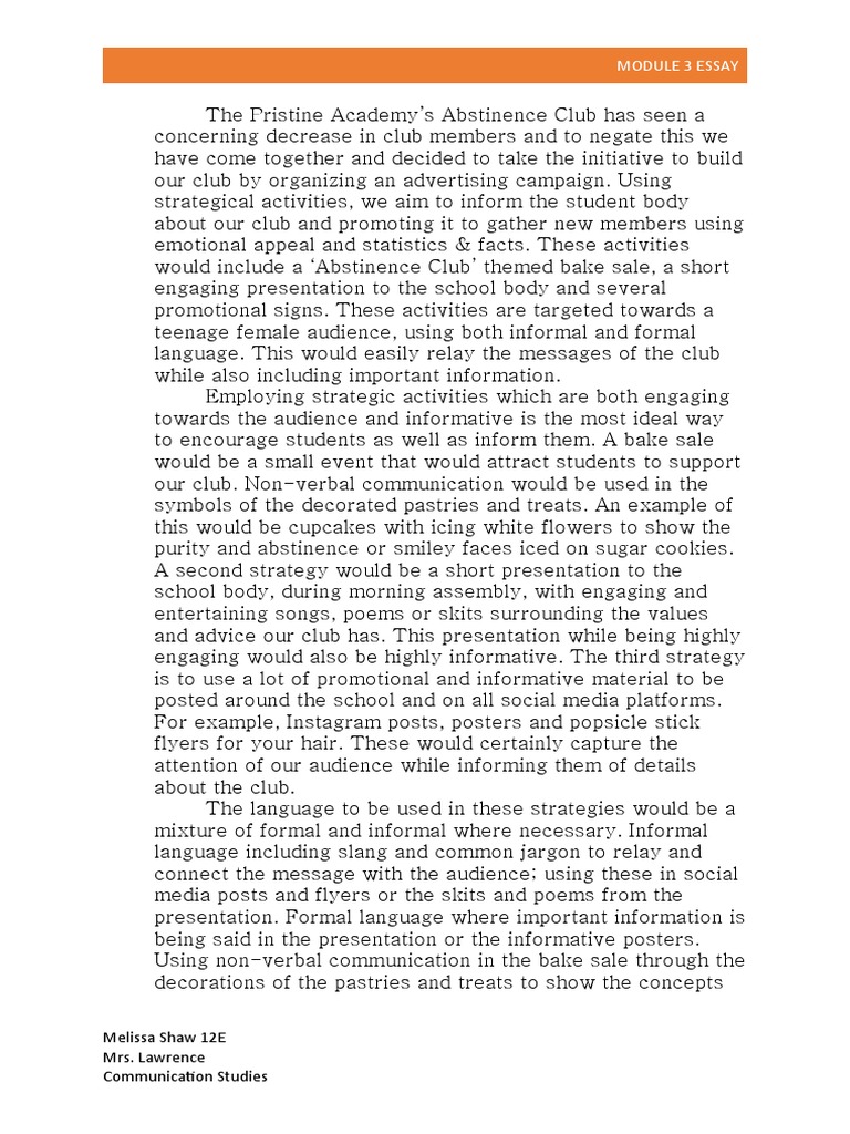 Communication Studies Essay Example Module 1 | PDF | Communication ...