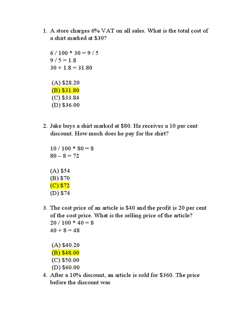Consumer Arithmetic Pdf