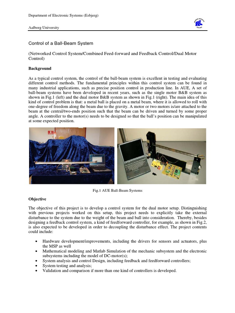 Dual Motor Ball-Beam Control System | PDF | Cybernetics | Applied ...