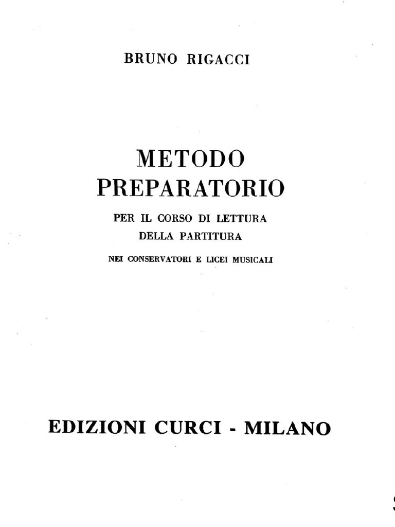 Bruno Rigacci - Metodo Preparatorio Per Il Corso Di Lettura Della ...