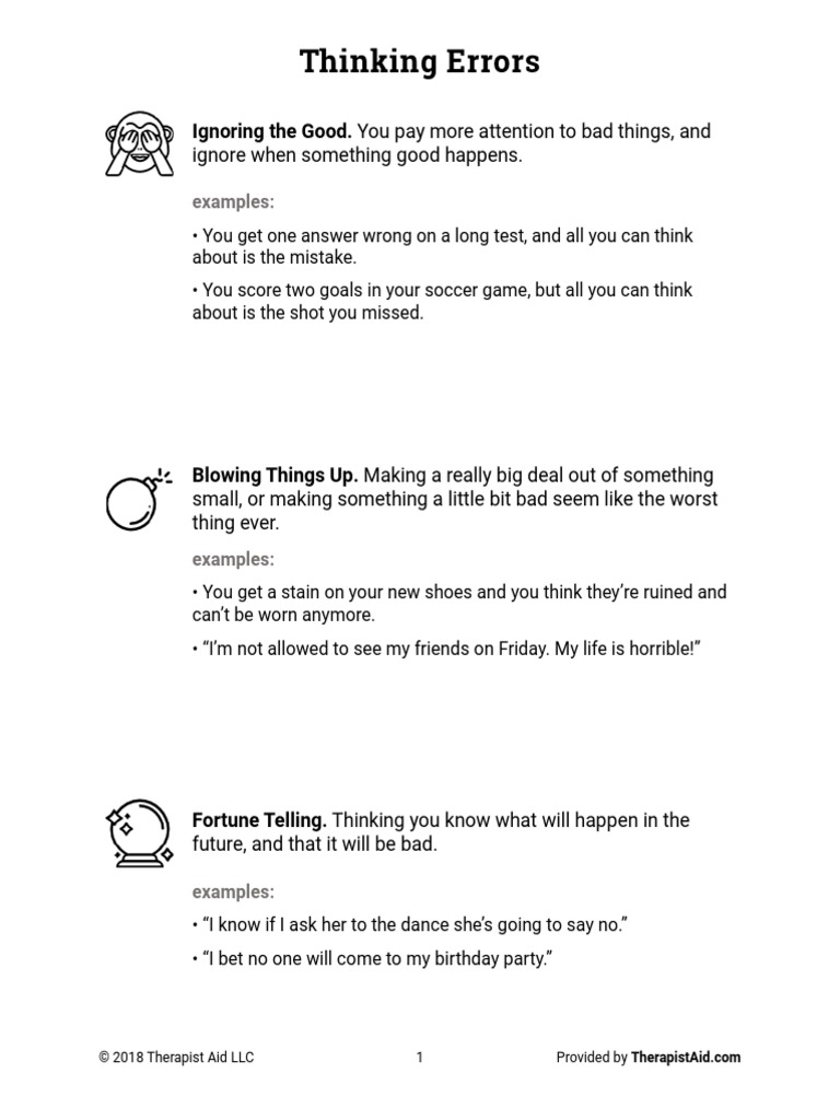 CBT Thinking Errors | PDF