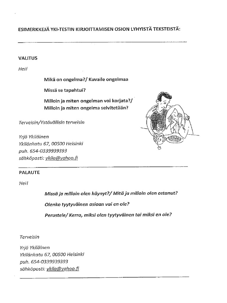 YKI Kirjoittaminen2 Suomi Kieli Keskitaso Tranning | PDF