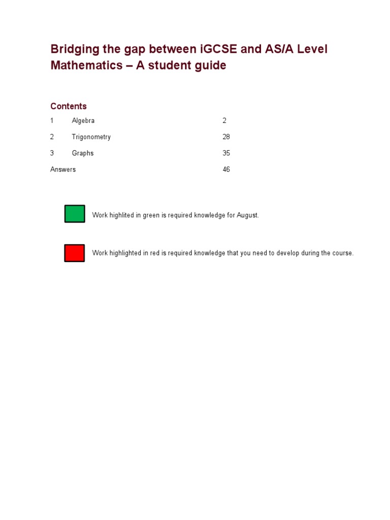 Bridging the Gap: A Guide to Developing the Algebra Skills Needed for ...