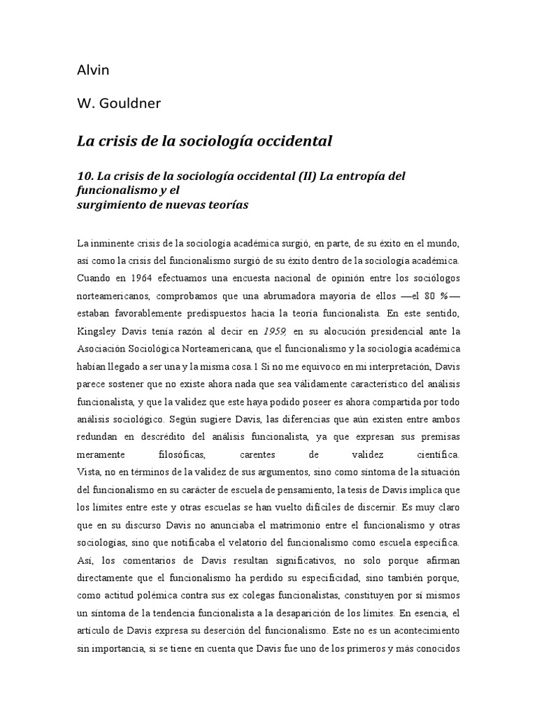 GOULDNER, W. Alvin | PDF | Sociología | Moralidad