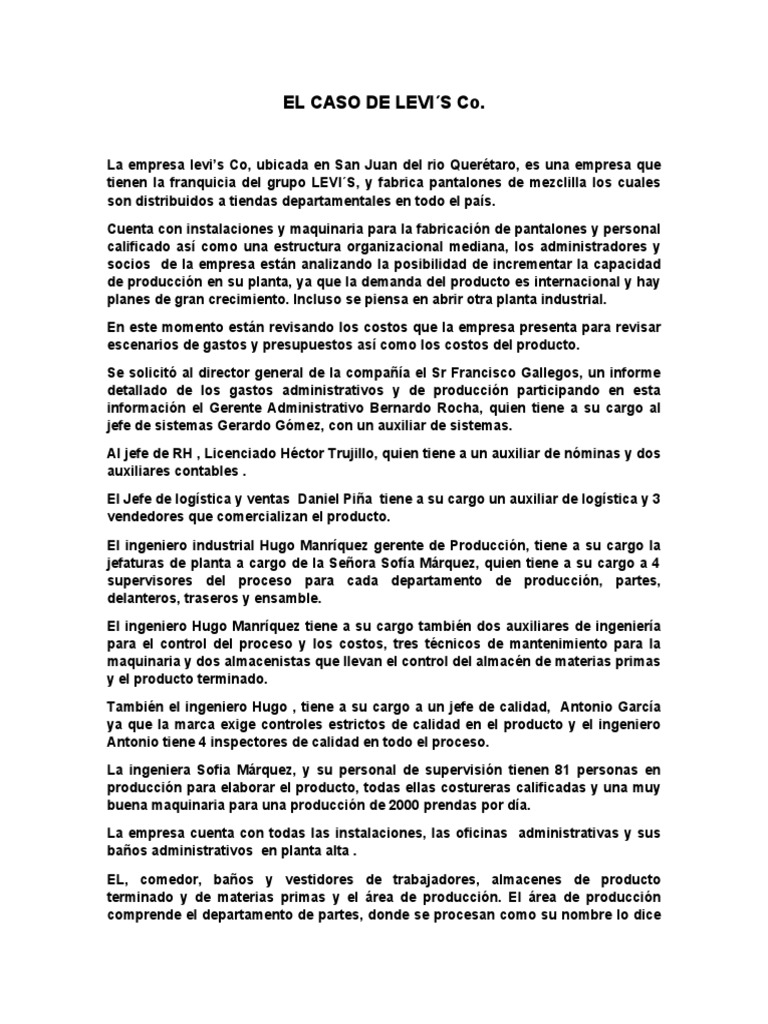 EL CASO LEVI S Co | PDF | Logística | Economias