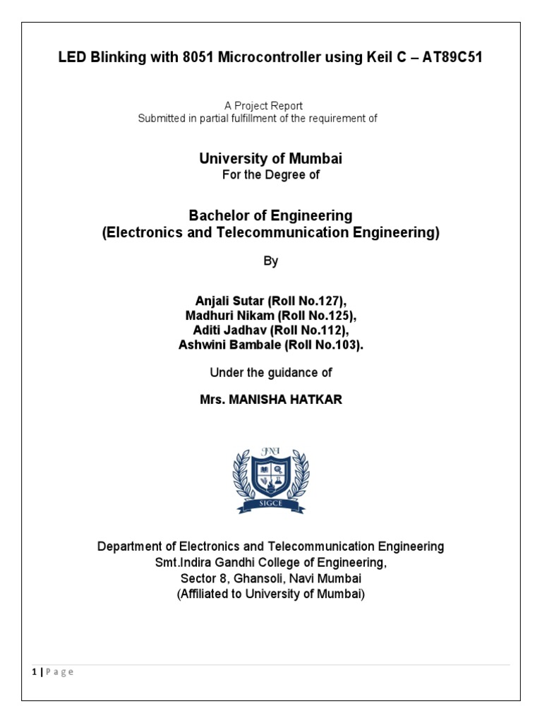 8051 LED Blinking Project Report | PDF | Computer Engineering | Digital ...