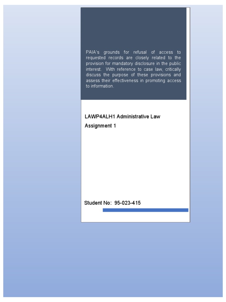 Administrative Law Assignment 2019 | PDF | Virtue | Public Law