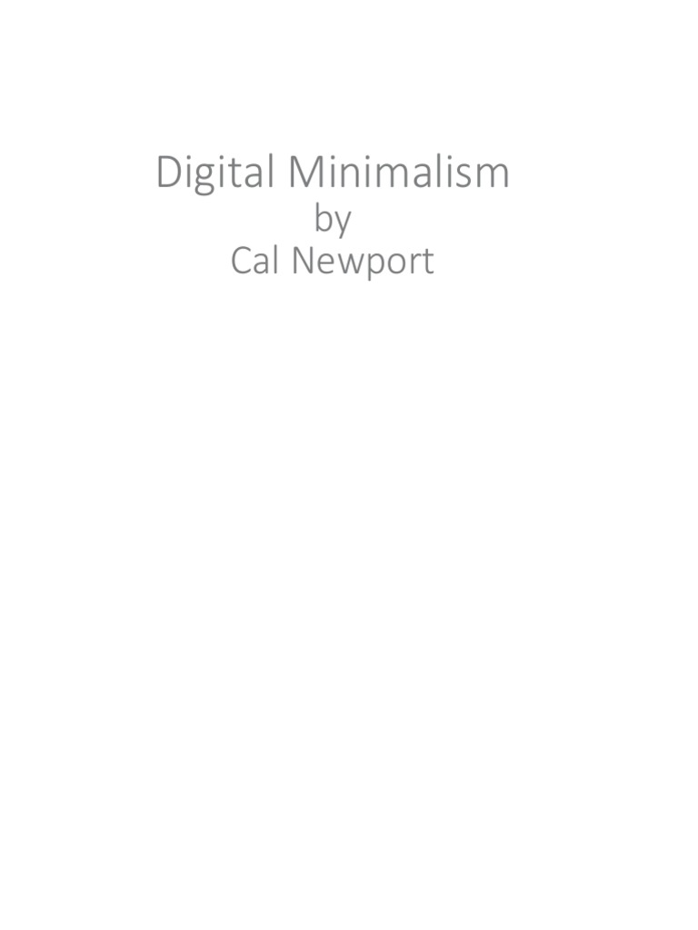 Digital Minimalism | PDF | Social Media | Popular Culture & Media Studies