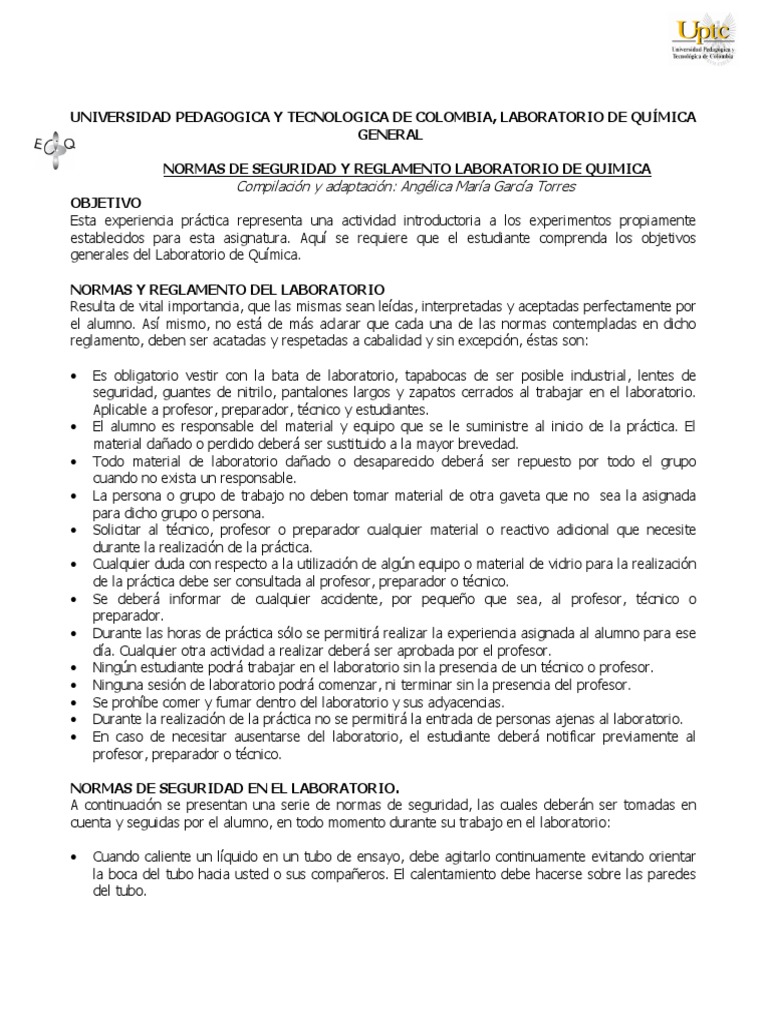 Normas Y Reglamentos De Laboratorio