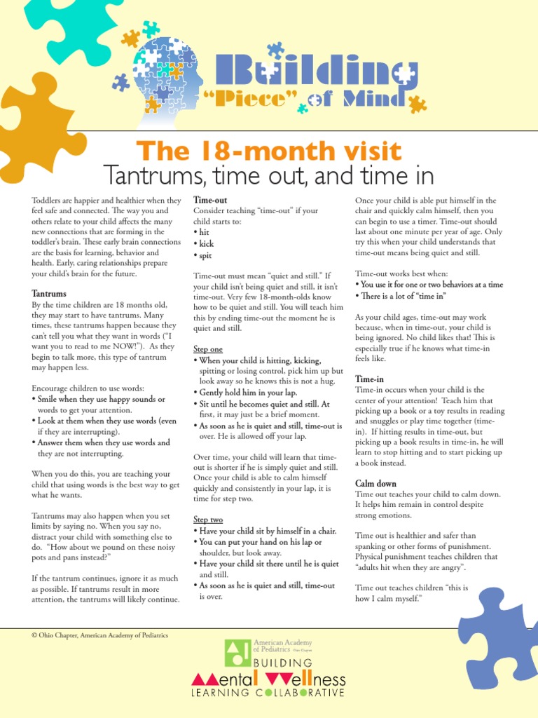 The 18 Month Visit Tantrums Time Out and Time in PATALETAS AAP SF | PDF ...