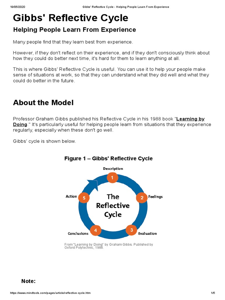 Gibbs' Reflective Cycle Explained | PDF | Feeling | Experience