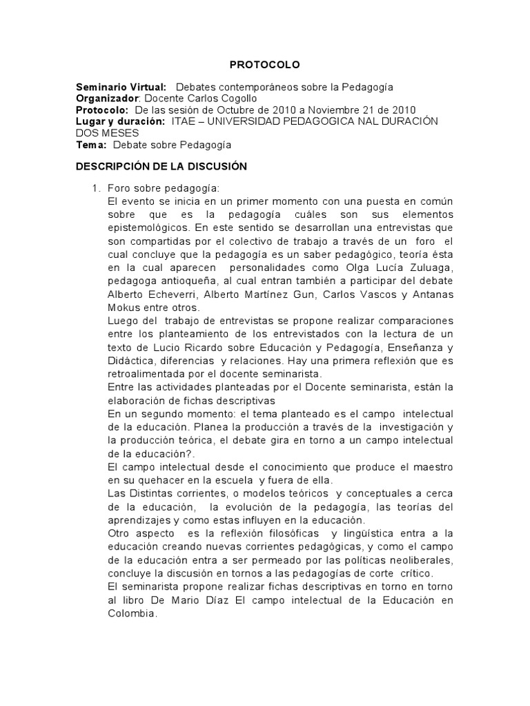 Ejemplo de Protocolo | PDF | Pedagogía | Etnografía