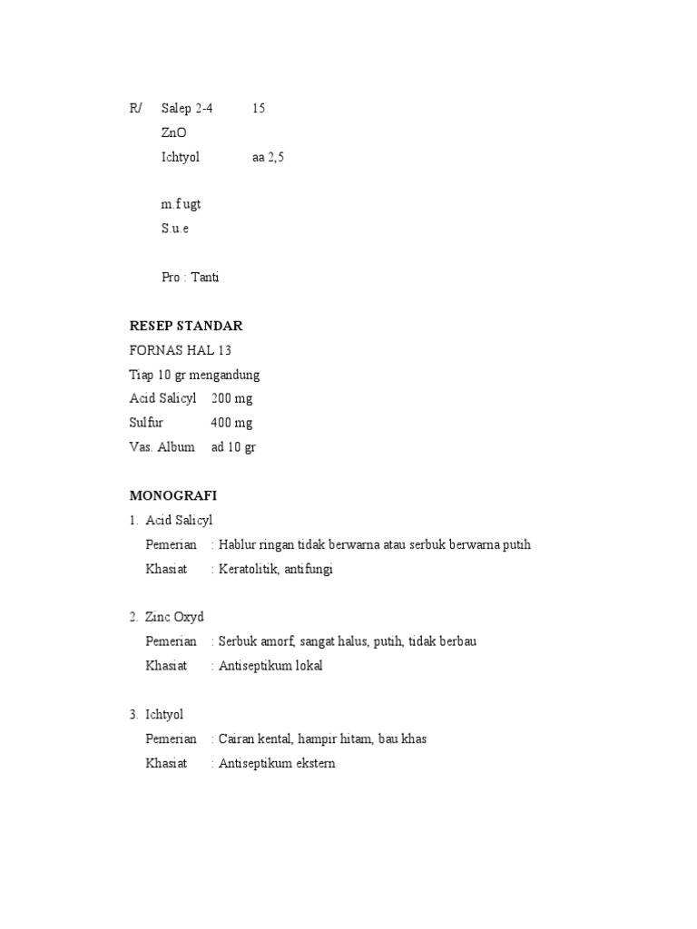 RESEP SALEP ANTISEPTUM LOKAL | PDF