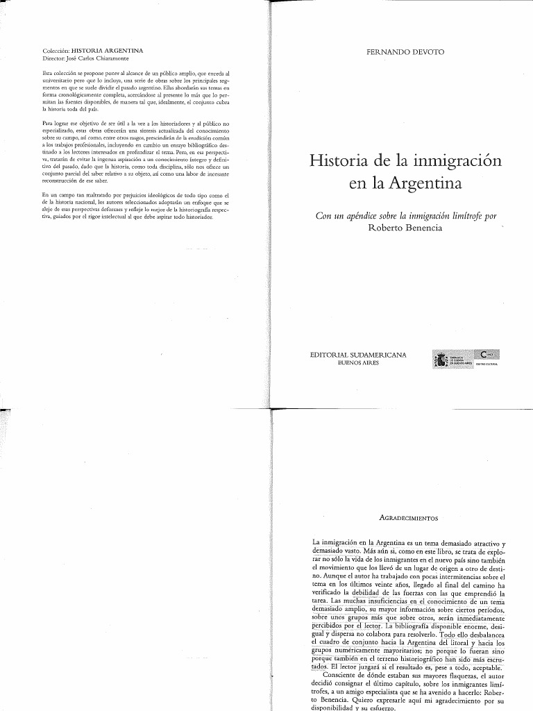 Devoto.. Fernando - Historia de La Inmigracion Argentina | PDF