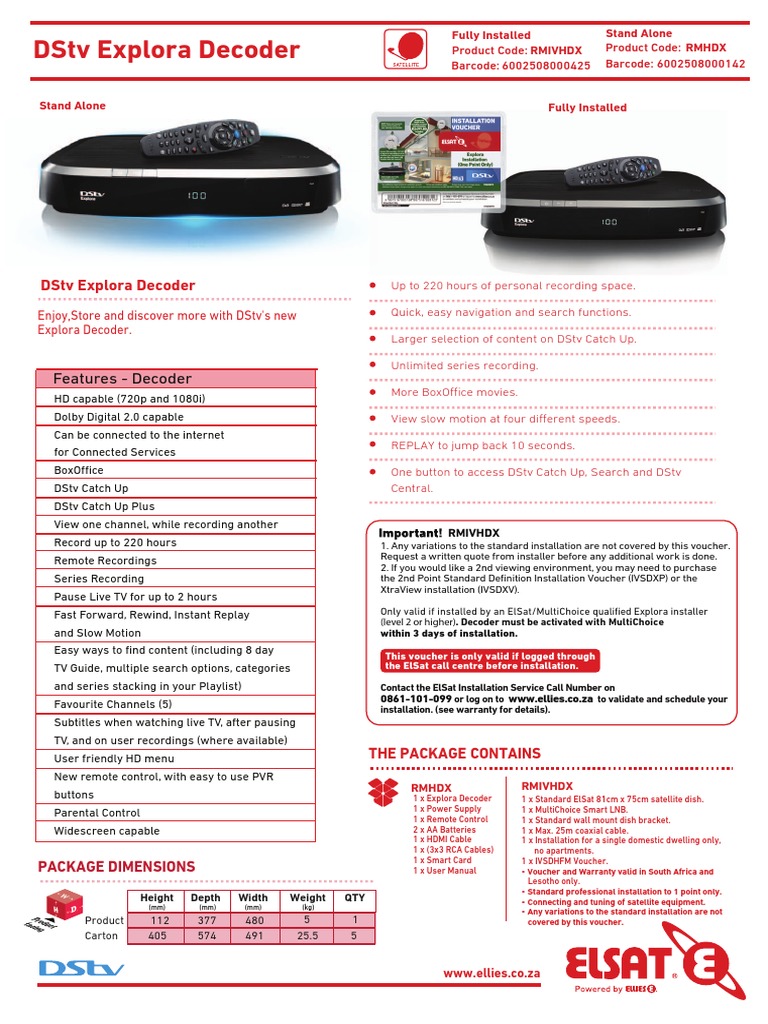 DSTV Explora Install | PDF | Hdmi | Cable Television