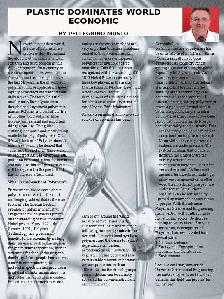 Plastic Dominates World Economic: by Pellegrino Musto | PDF | Polymers ...