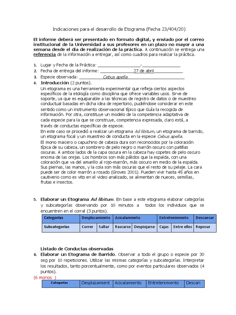 Guía para Elaborar un Etograma | PDF