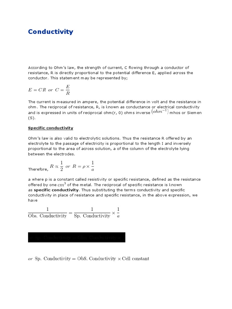 Understanding Electrical Conductivity Concepts | PDF | Teaching Methods & Materials | Science ...