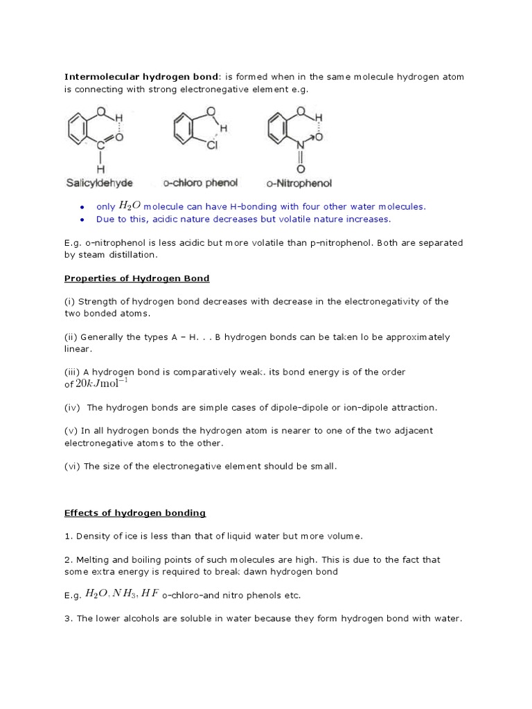 Intermolecular Hydrogen Bond | PDF