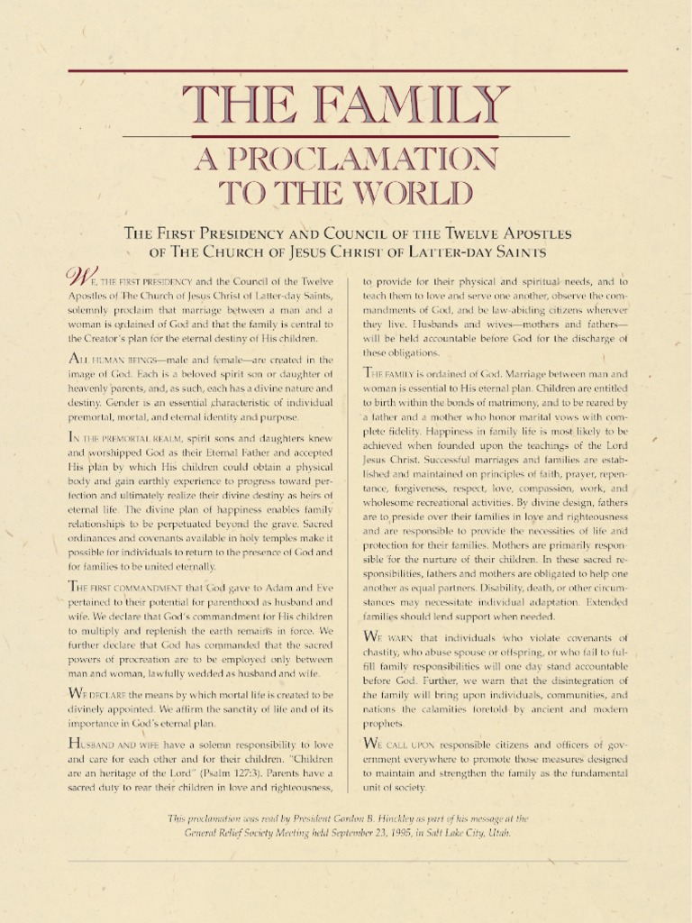 The Family A Proclamation To The World PDF | PDF