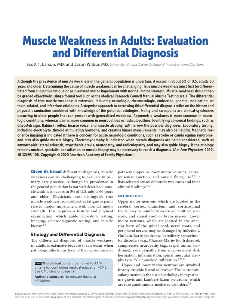Muscle Weakness in Adults PDF | PDF | Weakness | Peripheral Neuropathy