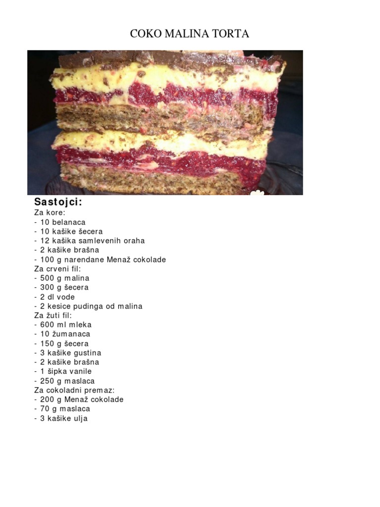 Coko Malina Torta PDF | PDF