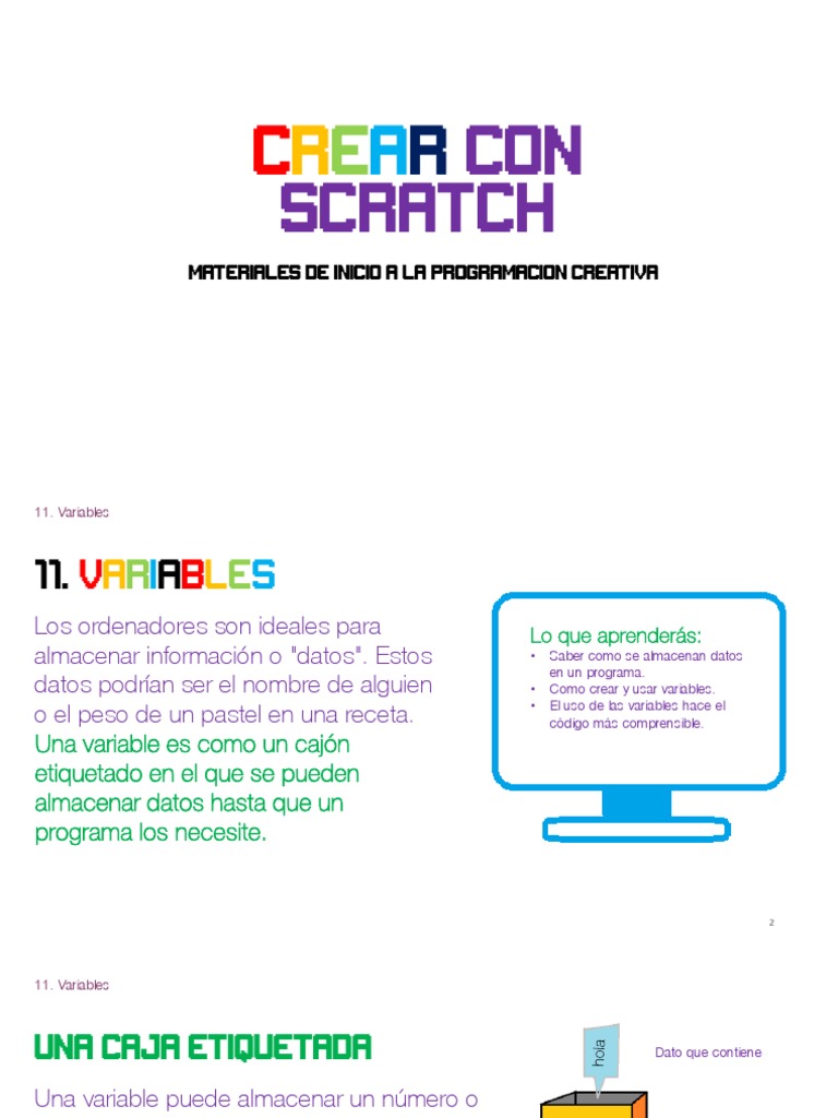 Crear Con Scratch - Variables | Descargar gratis PDF | Scratch (lenguaje de programación ...
