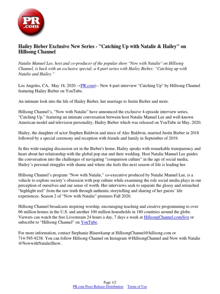 Hailey Bieber Exclusive New Series - "Catching Up With Natalie & Hailey ...