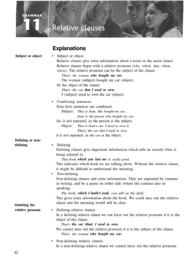 Understanding Relative Clauses in Grammar | PDF | Subject (Grammar ...