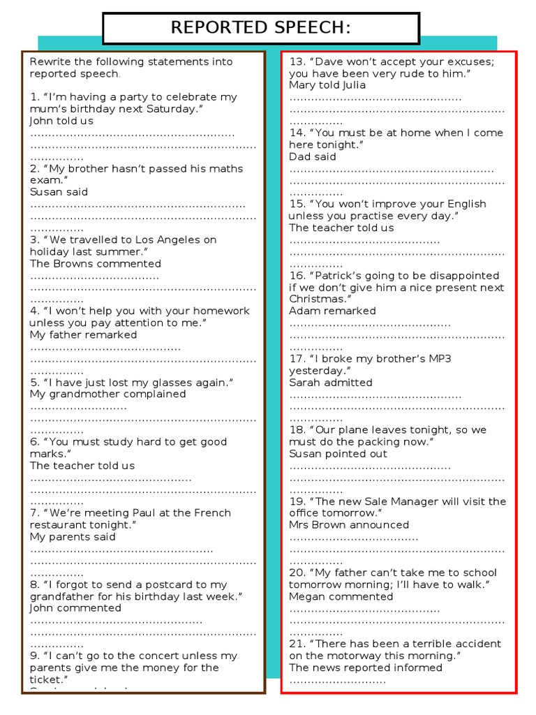 Reported Speech Statements | PDF