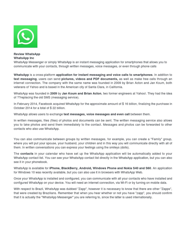 Review Whatsapp Whatsapp Inc | PDF | Mobile Computers | Mobile Phones