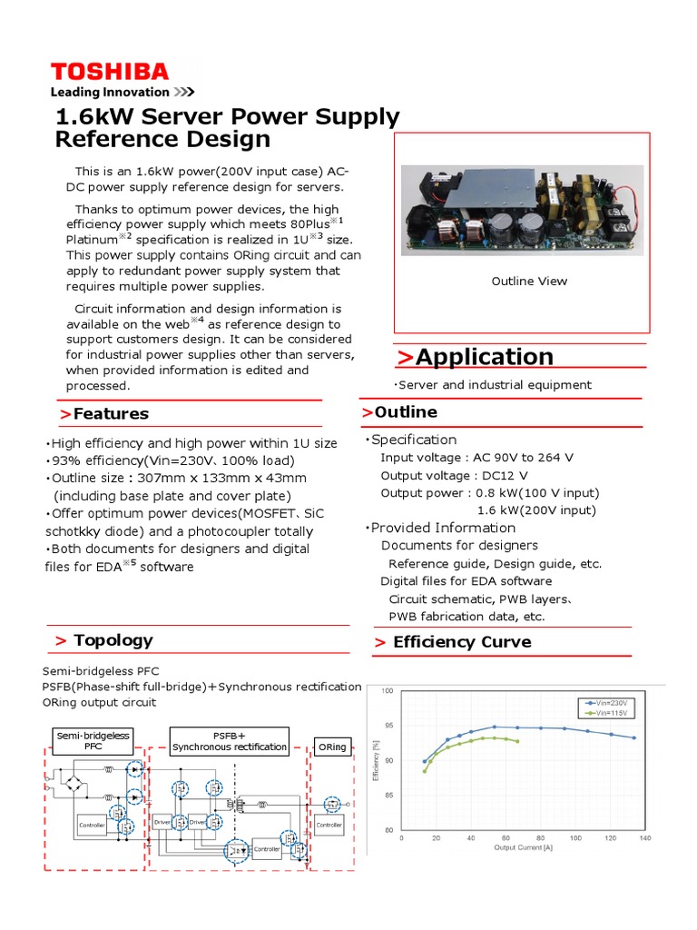 1.6kW Server Power Supply Reference Design: Features Outline | Download ...