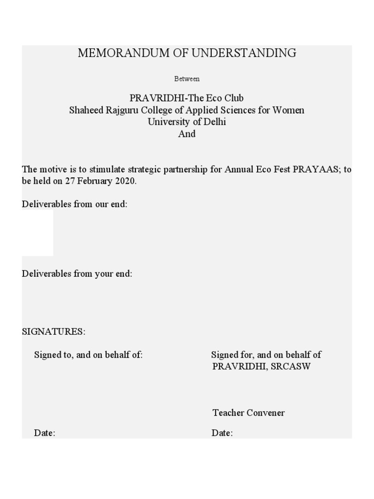 Blank MoU | PDF